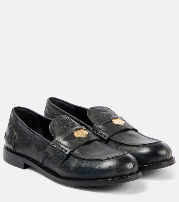 Miu Miu Leather Penny Loafers