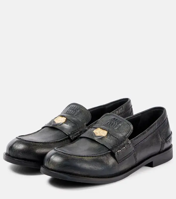 Miu Miu Leather Penny Loafers