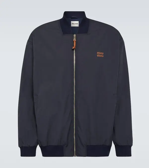Miu Miu Logo Cotton-blend Bomber Jacket
