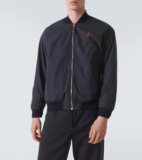 Miu Miu Logo Cotton-blend Bomber Jacket