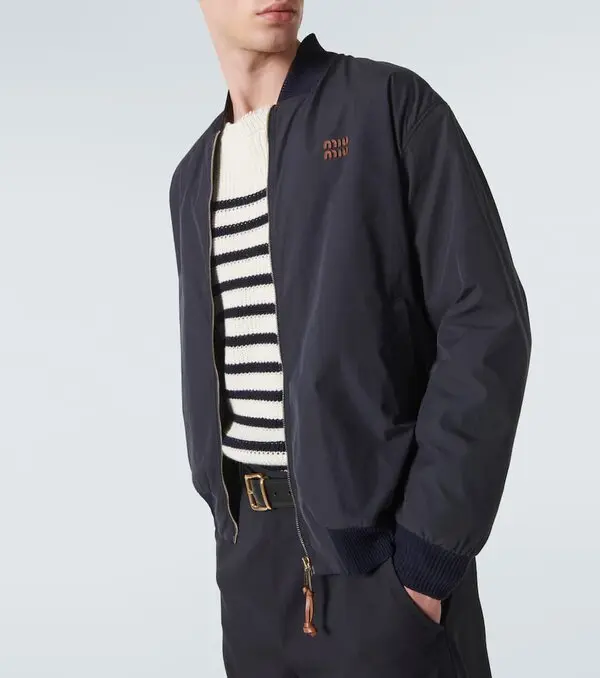 Miu Miu Logo Cotton-blend Bomber Jacket