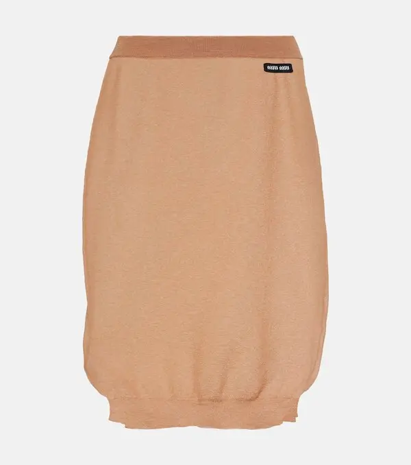 Miu Miu Logo Knitted Midi Skirt