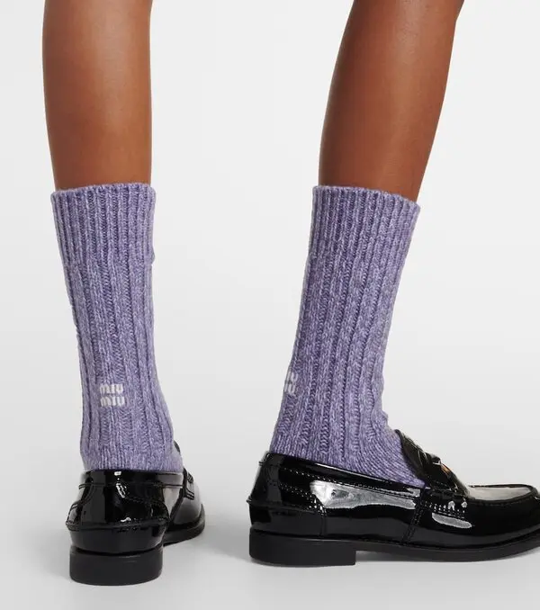 Miu Miu Logo Cashmere And Wool Socks