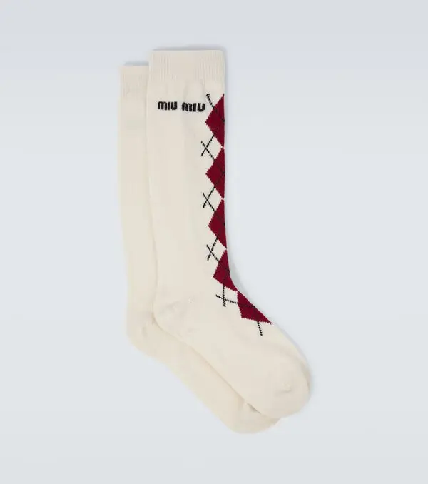 Miu Miu Wool And Cashmere-blend Socks - Neutrals