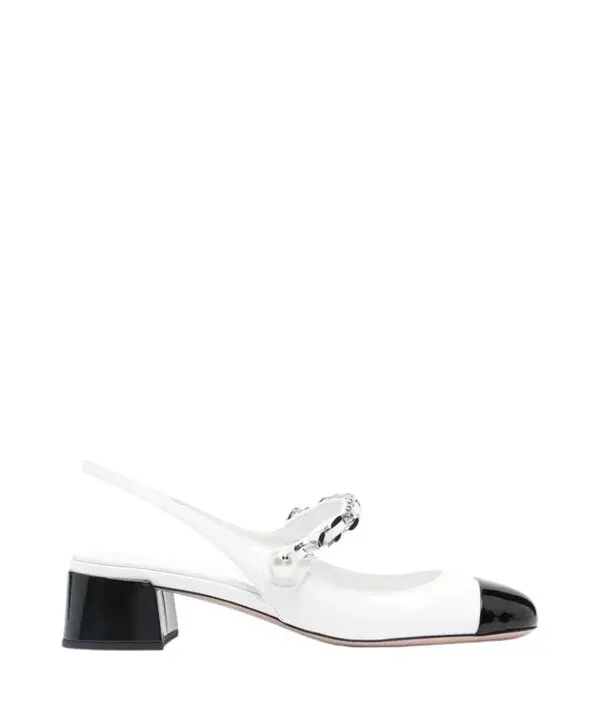 Miu Miu Patent Leather Slingback Pumps - White