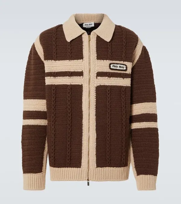 Miu Miu Cable-knit Cashmere Zip-up Sweater