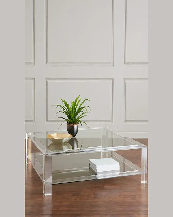 INTERLUDE HOME Surrey Acrylic Square Cocktail Table, Large