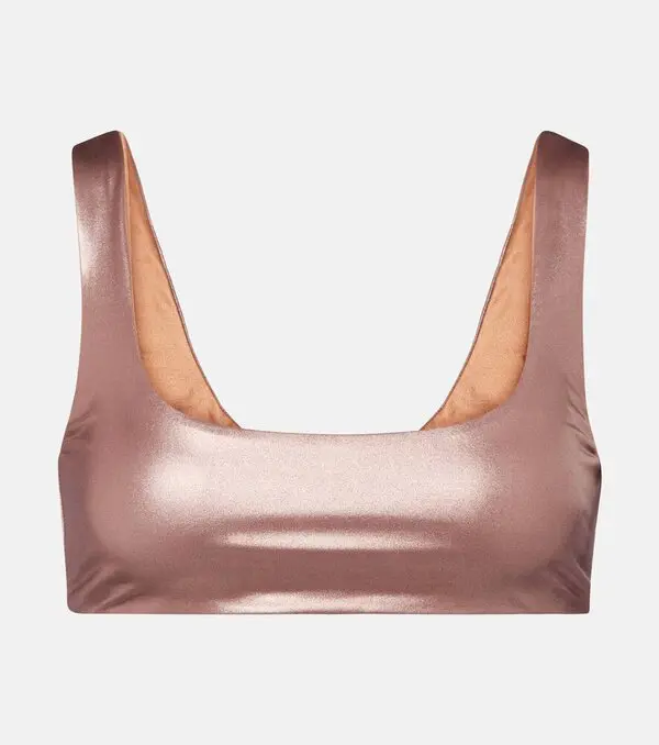 Jade Swim Rounded Edges Bikini Top - Brown