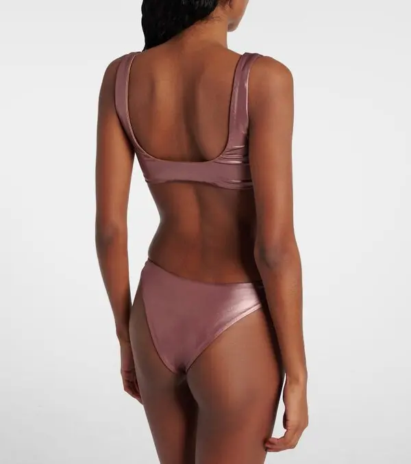 Jade Swim Rounded Edges Bikini Top In Cocoa Gloss - Brown