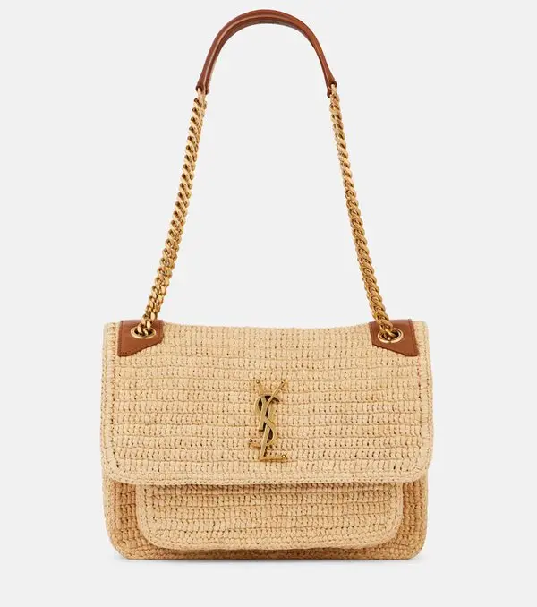 Saint Laurent Niki Medium Raffia Shoulder Bag