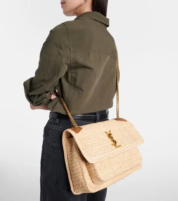 Saint Laurent Niki Medium Raffia Shoulder Bag