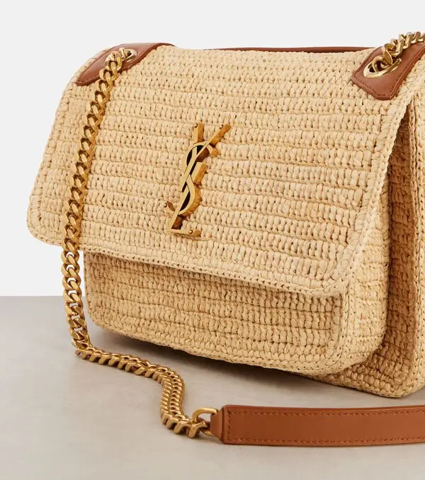 Saint Laurent Niki Medium Raffia Shoulder Bag