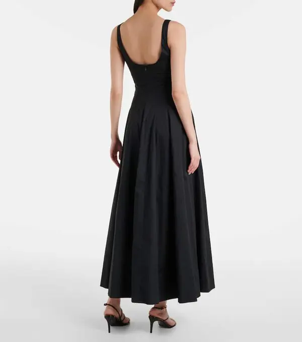 Staud Wells Pleated Cotton Midi Dress