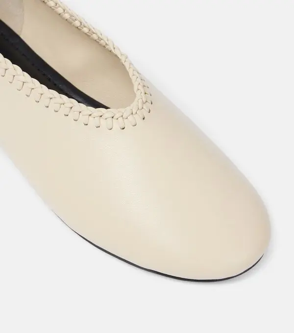 A.emery Park Embroidered Leather Ballet Flats - Beige