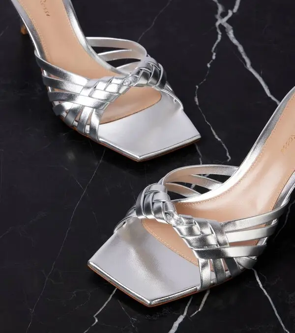 GIANVITO ROSSI Vyna 70 Metallic Leather Mules