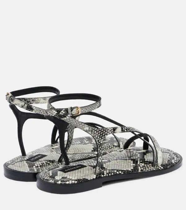 A.emery Edna Snake-effect Leather Sandals - Grey