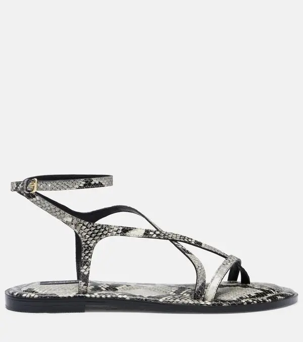 A.emery Edna Snake-effect Leather Sandals - Grey