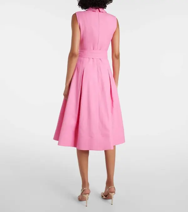 Carolina Herrera Belted Twill Midi Dress - Pink
