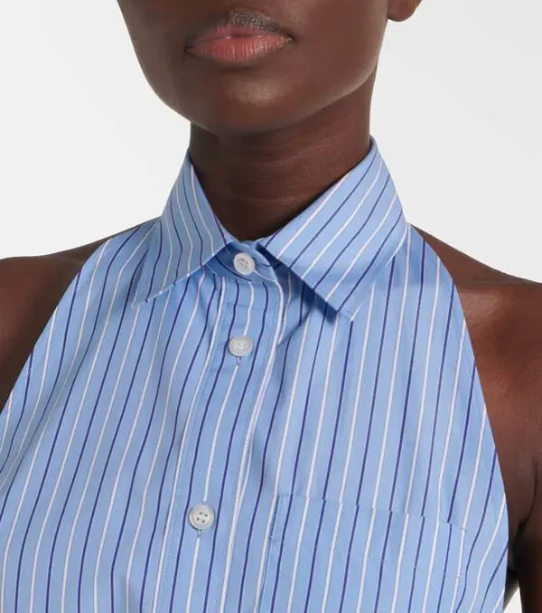 Prada Striped Halterneck Cotton Minidress