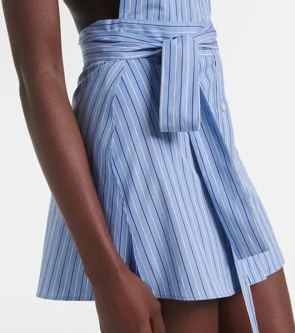 Prada Striped Halterneck Cotton Minidress
