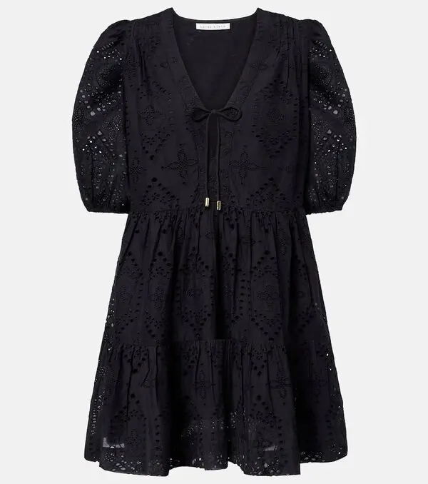 Heidi Klein Saint-tropez Broderie Anglaise Minidress - Black