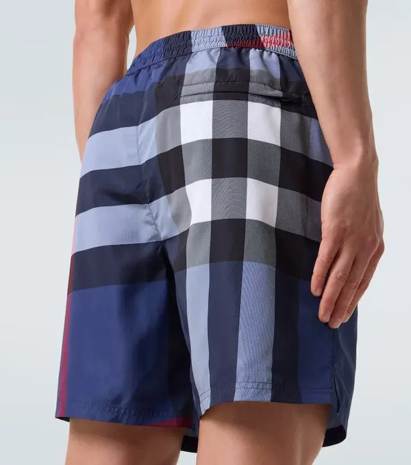 Burberry Check Swim Trunks - Blue