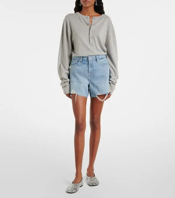 7 For All Mankind Monroe Distressed Denim Shorts
