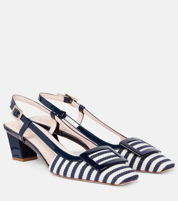 ROGER VIVIER Belle Vivier 45 Canvas Slingback Pumps - Multicoloured