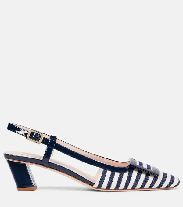 ROGER VIVIER Belle Vivier 45 Canvas Slingback Pumps - Multicoloured