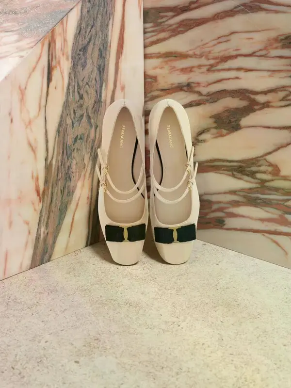 FERRAGAMO Vara Bow Two-strap Pumps - Neutrals