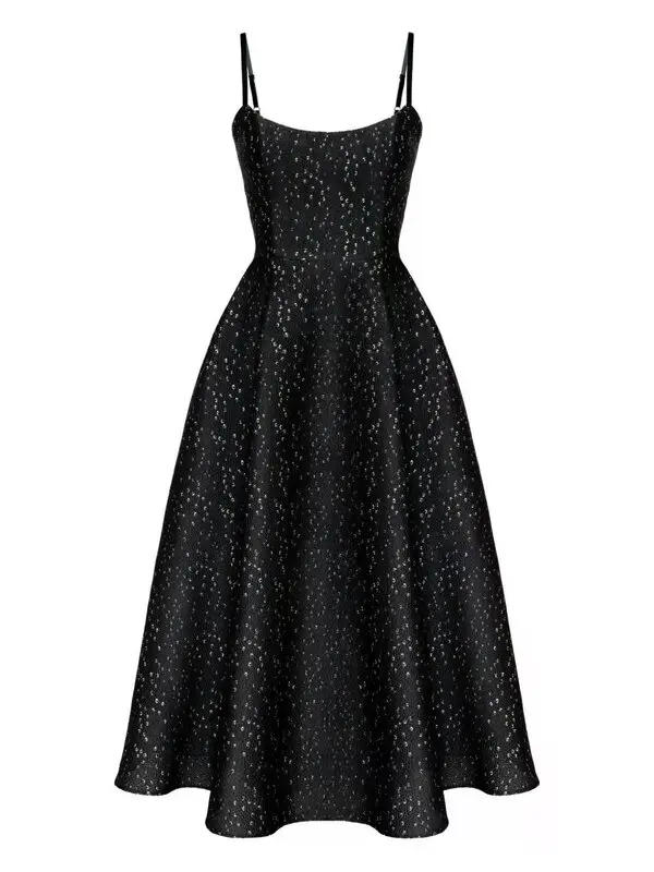 POST MERIDIEM Jacquard Corset-bustier Midi Dress - Black