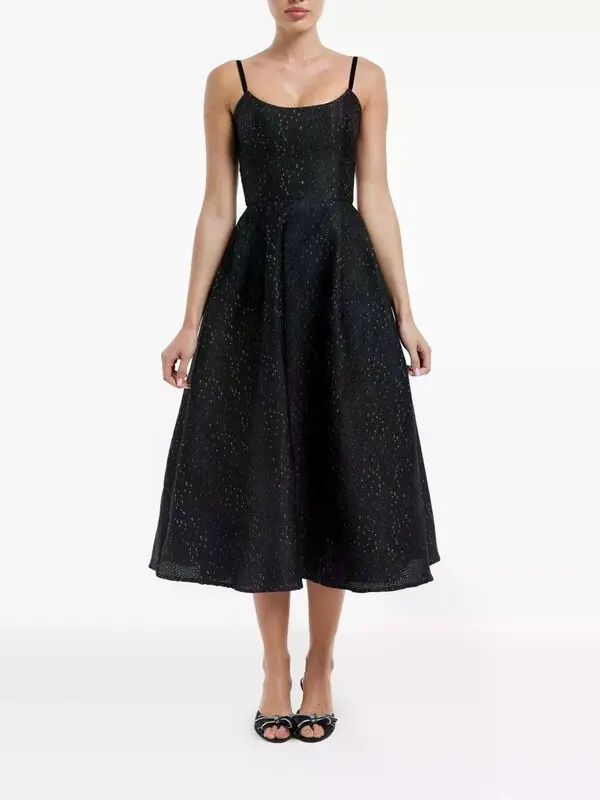 POST MERIDIEM Jacquard Corset-bustier Midi Dress - Black