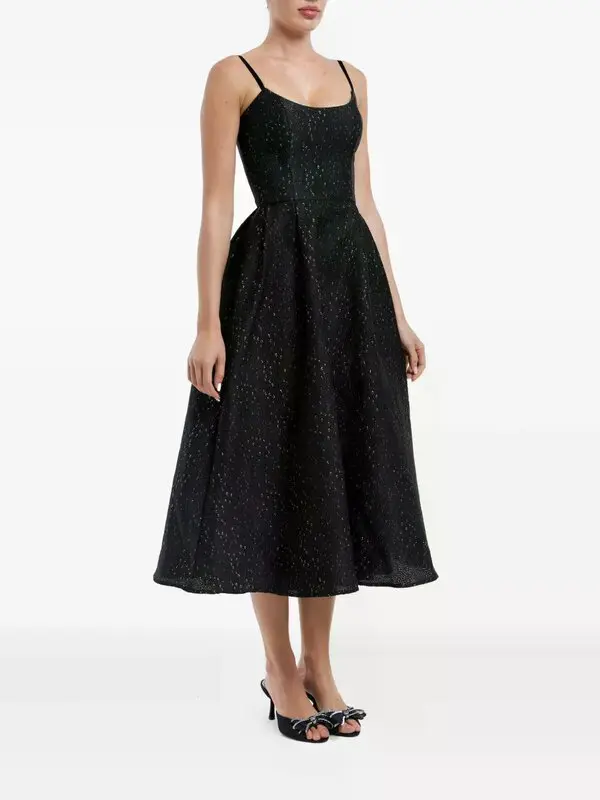 POST MERIDIEM Jacquard Corset-bustier Midi Dress - Black
