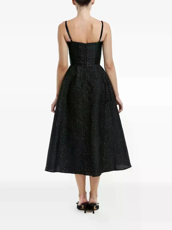 POST MERIDIEM Jacquard Corset-bustier Midi Dress - Black