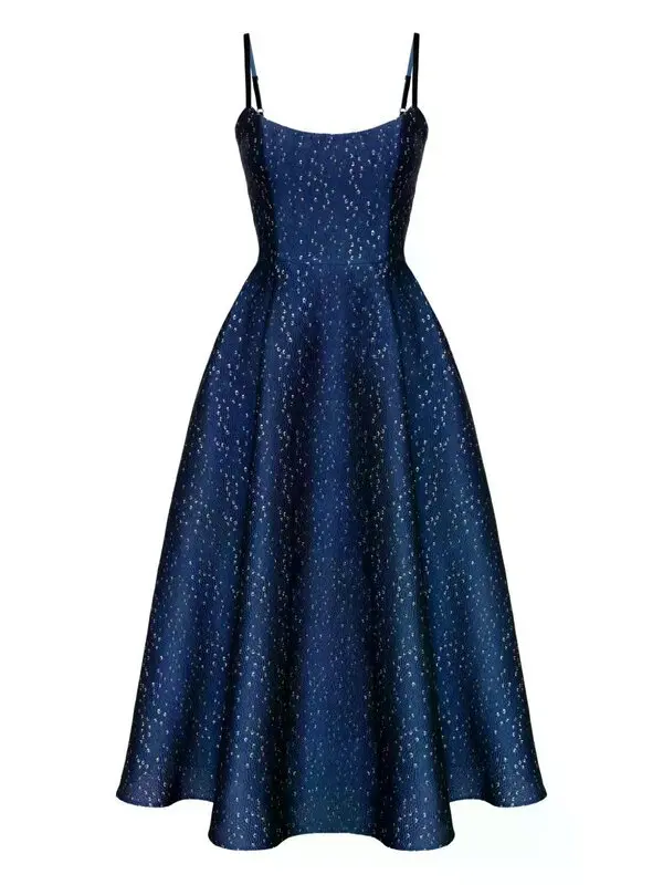 POST MERIDIEM Jacquard Corset-bustier Midi Dress - Blue