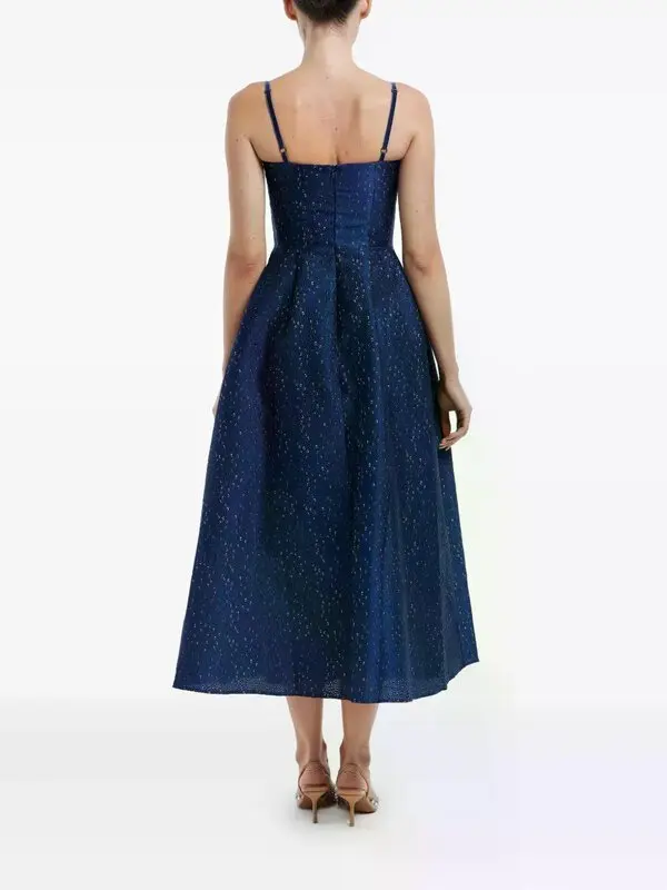 POST MERIDIEM Jacquard Corset-bustier Midi Dress - Blue