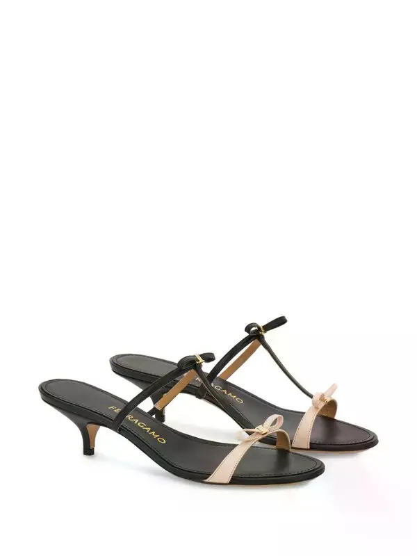 FERRAGAMO Bow T-strap Kitten-heel Sandals