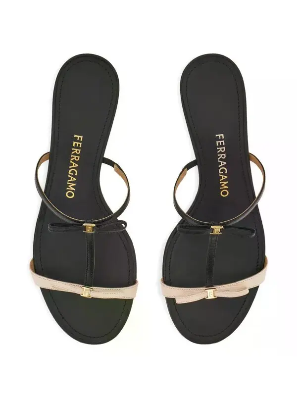 FERRAGAMO Bow T-strap Kitten-heel Sandals