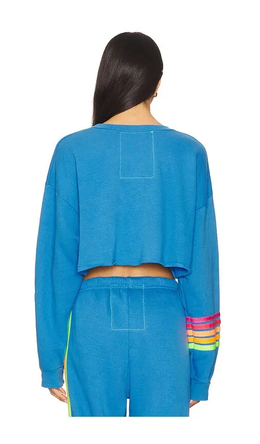 Aviator Nation Rugby Stitch Relaxed Cropped Crew Sweatshirt