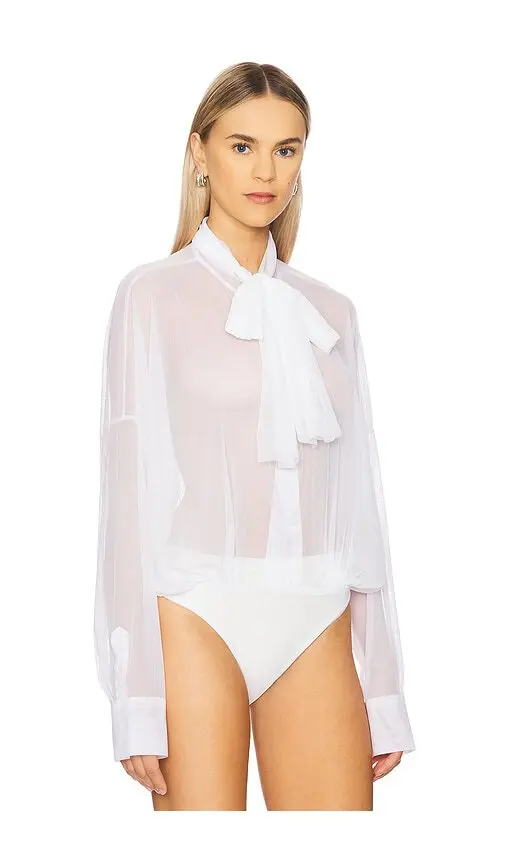 Norma Kamali X Revolve Oversized Boyfriend Neck Shirt Bodysuit