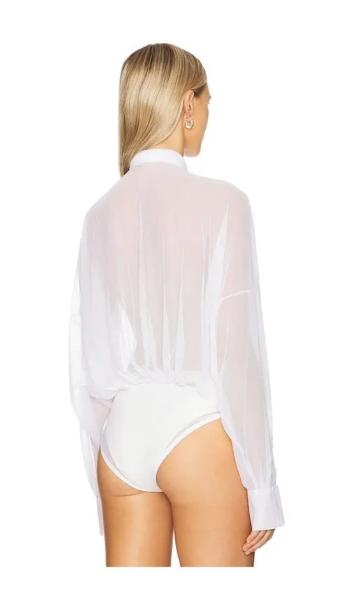 Norma Kamali X Revolve Oversized Boyfriend Neck Shirt Bodysuit