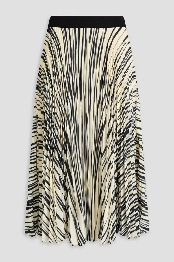 Proenza Schouler Korine Striped Pleated Crepe Midi Skirt - Ecru