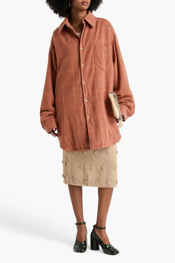 MAISON MARGIELA Oversized Checked Cotton-flannel Shirt - Brick