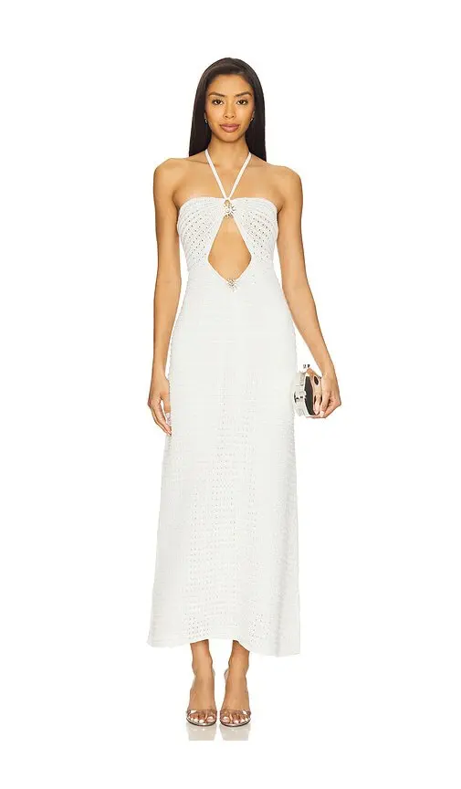 CAPITTANA Zully Knit Halterneck Dress - White