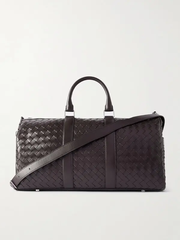 Bottega Veneta Intrecciato Leather Weekend Bag - Brown