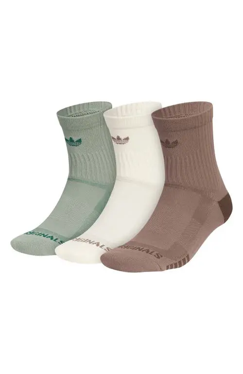 Adidas Originals Quarter Crew Socks 3 Pack - Silver Green/ White/ Brown
