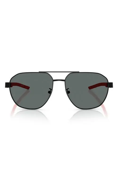 SCUDERIA FERRARI 59mm Polarized Aviator Sunglasses - Matte Black