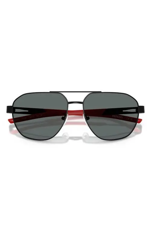 SCUDERIA FERRARI 59mm Polarized Aviator Sunglasses - Matte Black