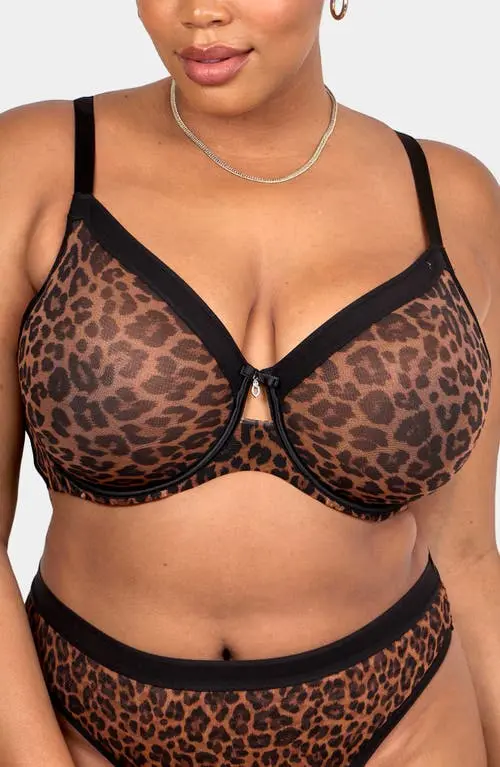 CURVY COUTURE Sheer Mesh Underwire Unlined Bra - Designer Leo