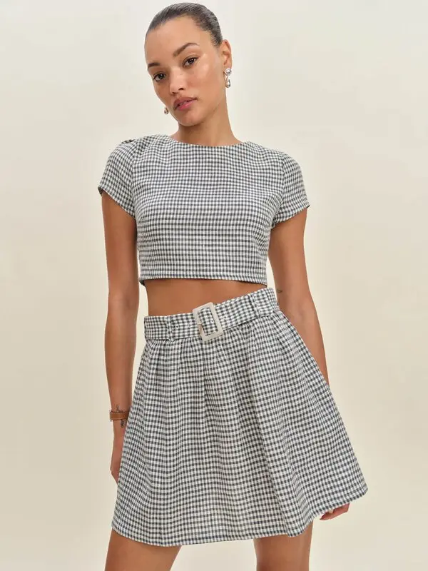 REFORMATION Niki Belted Linen Two Piece - Grey